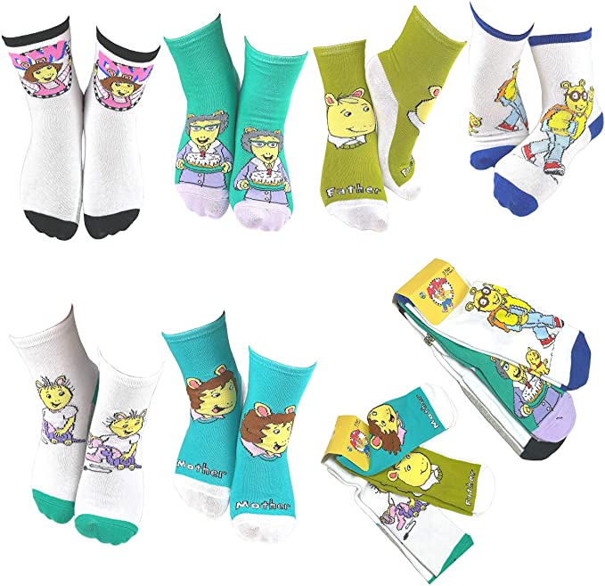 6 Pair PBS Kids Arthur Family Crew Sock Set – DoodleUS.com